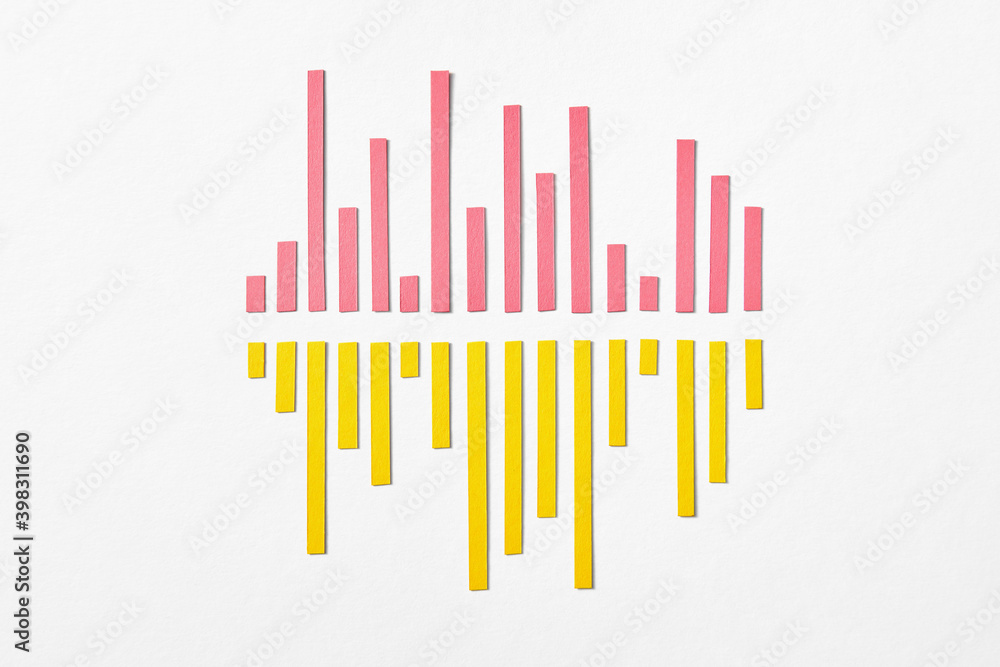Papercraft diagrams from colored paper. Stock Photo | Adobe Stock