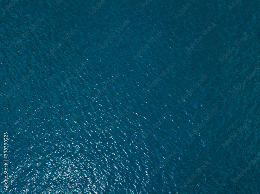 Sea surface aerial view, top down landscape of ocean water from drone ...
