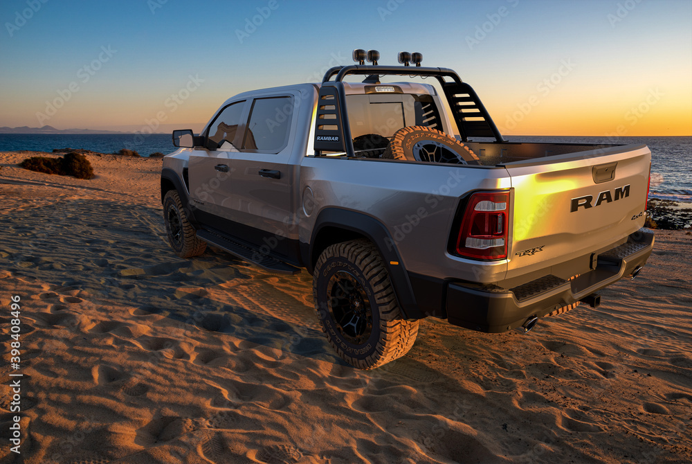 Dodge Ram 1500 TRX, Off-Road Pickup Truck with a beautiful landscape ...