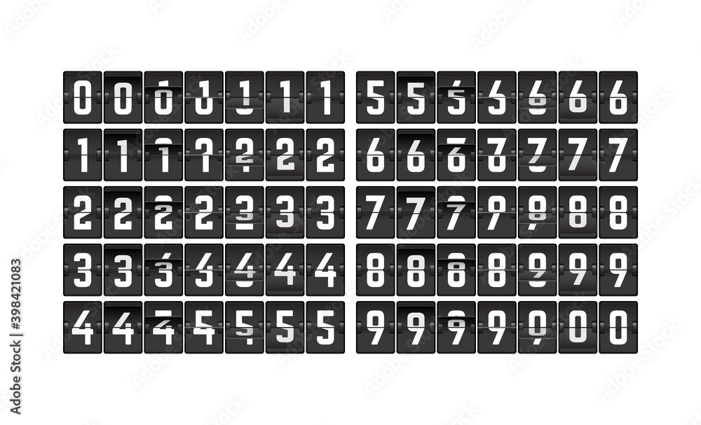 Scoreboard mechanical flip font. Realistic terminal flip board font ...