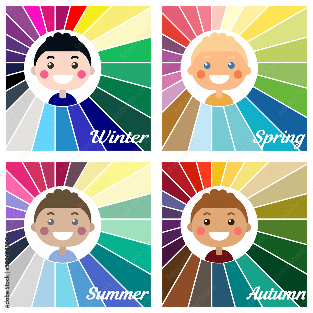 Stock vector seasonal color analysis palettes for different types of ...