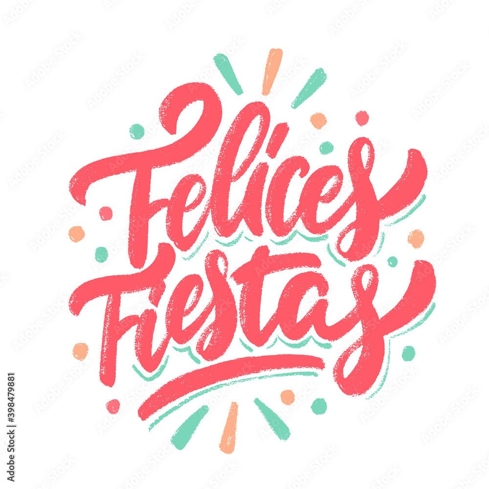 Felices Fiestas. Happy Holidays in spanish. Merry Christmas vector ...