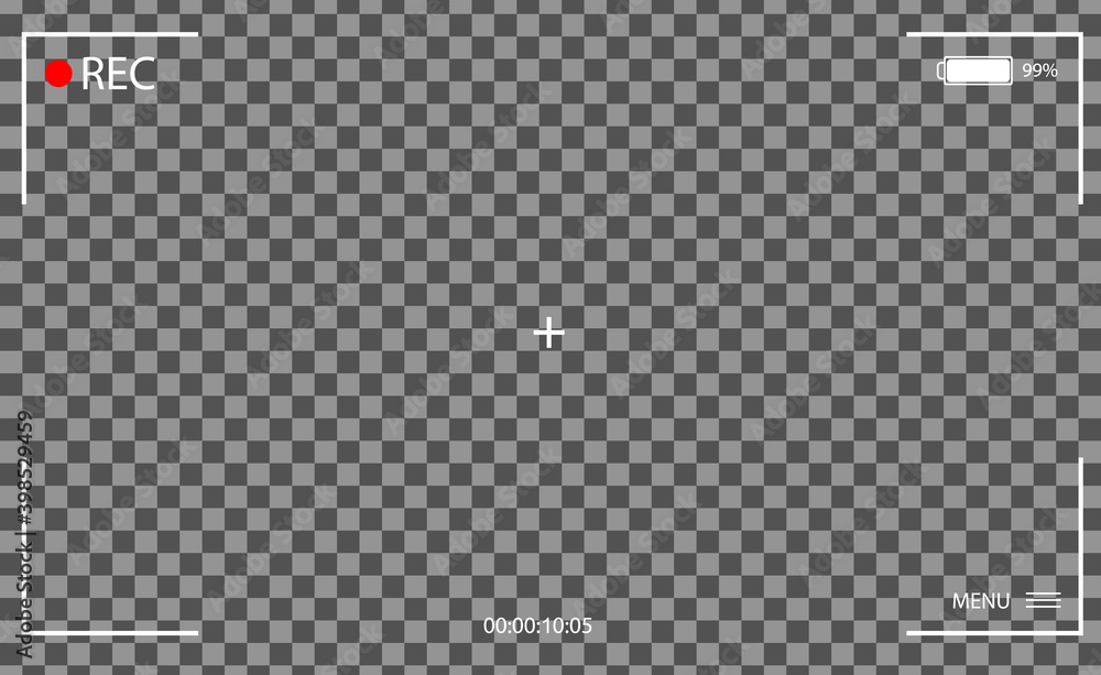 Vector Black transparent camera rec interface viewfinder with digital ...