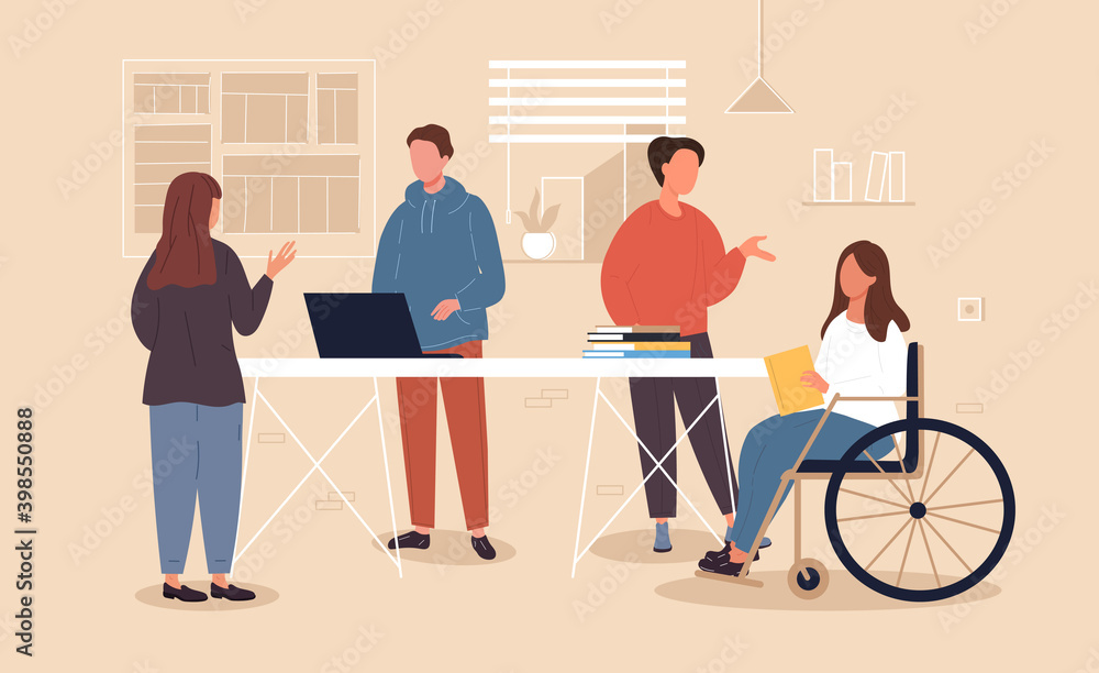 Inclusive workplace concept. Millennials working in the office ...