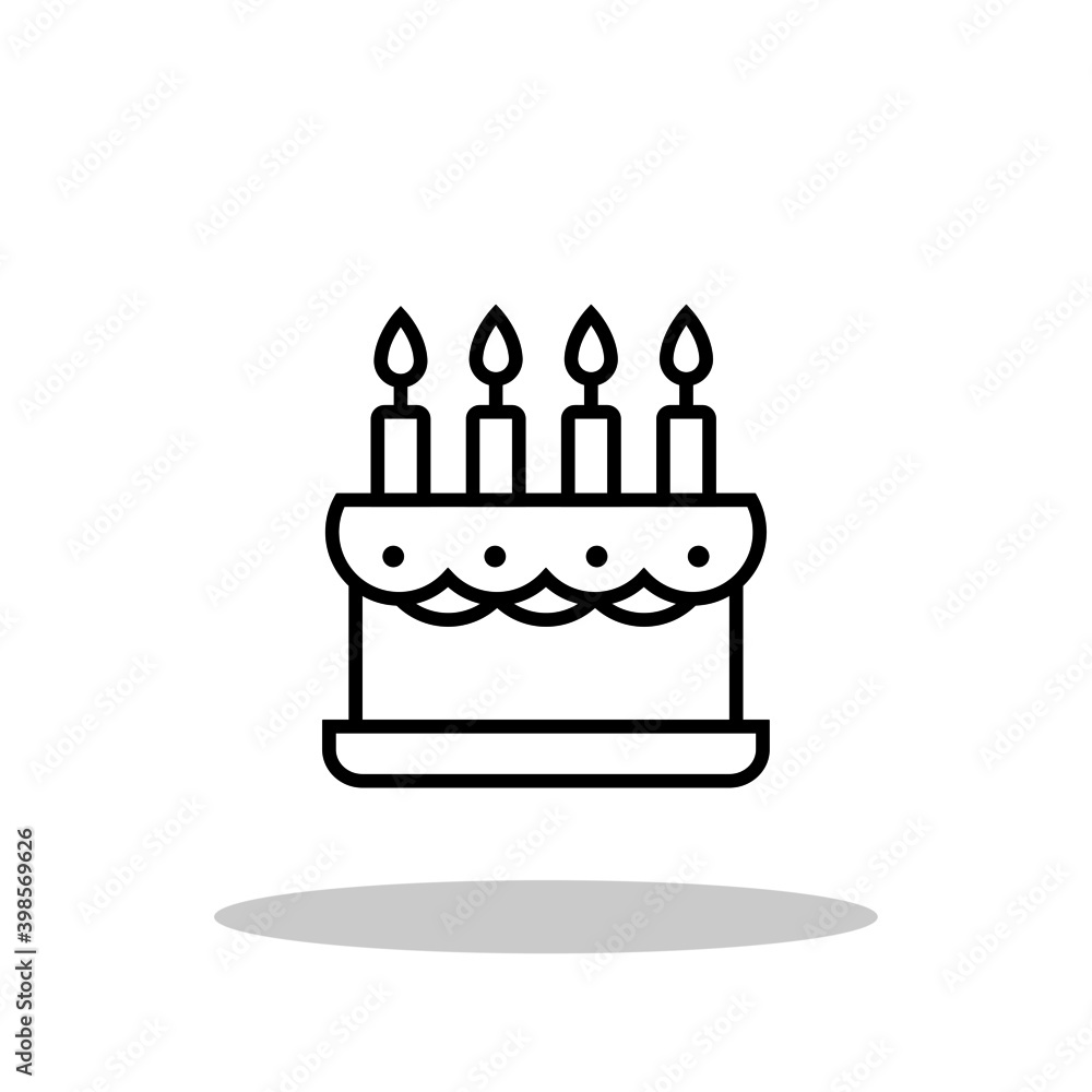 Birthday cake icon in flat style. Birthday symbol for your web site ...