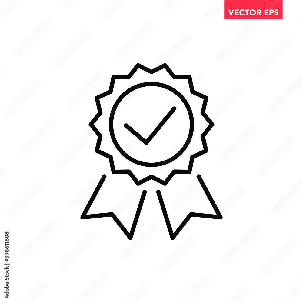 Image vectorielle Stock Black thin line approval check medal icon ...