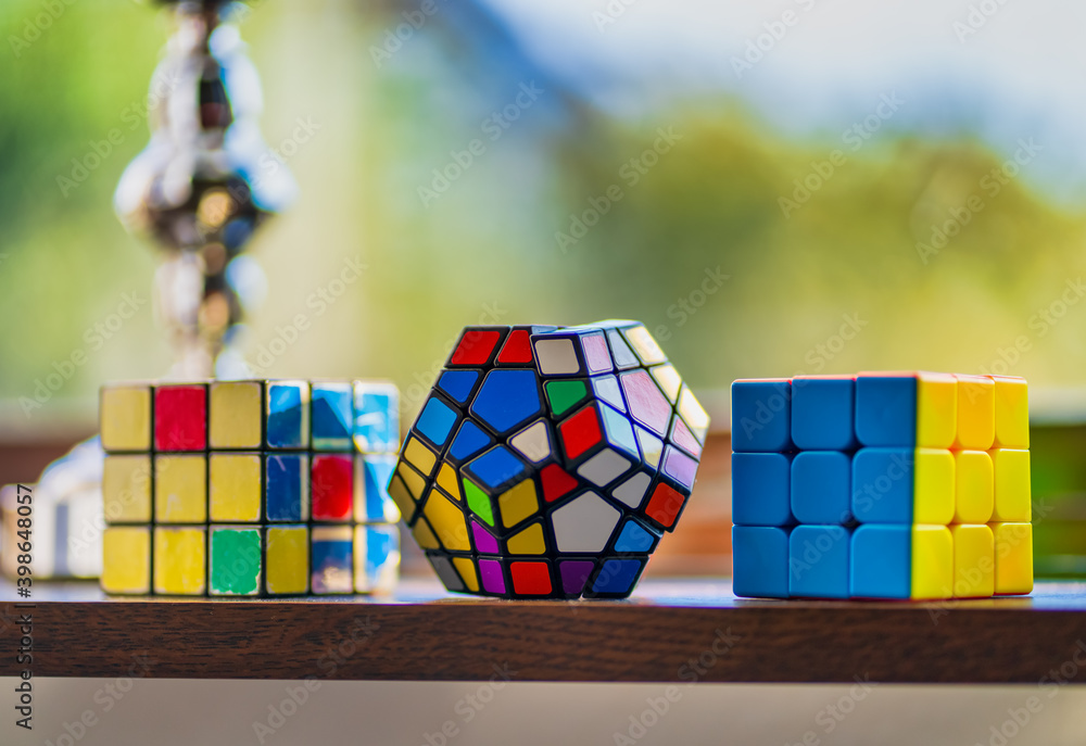 Sweden,Vimmerby-October 2020: Rubik's cubes on blurry background, Rubik ...