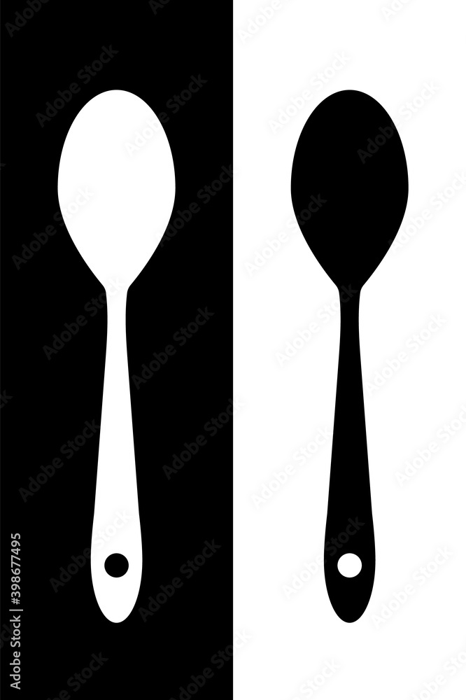 Wooden mixing spoon icon vector illustration isolated in black and ...