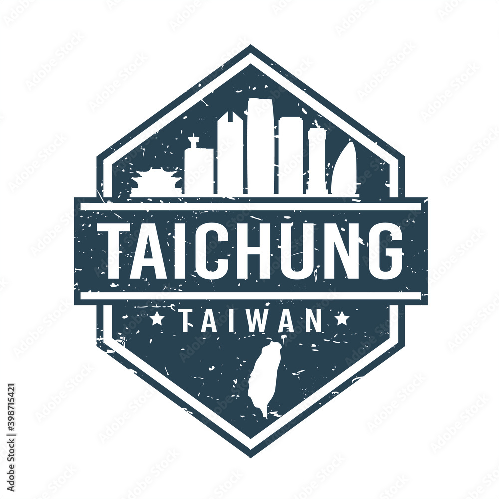 Taichung City, Taiwan Travel Stamp Icon. Skyline City Design Tourism ...