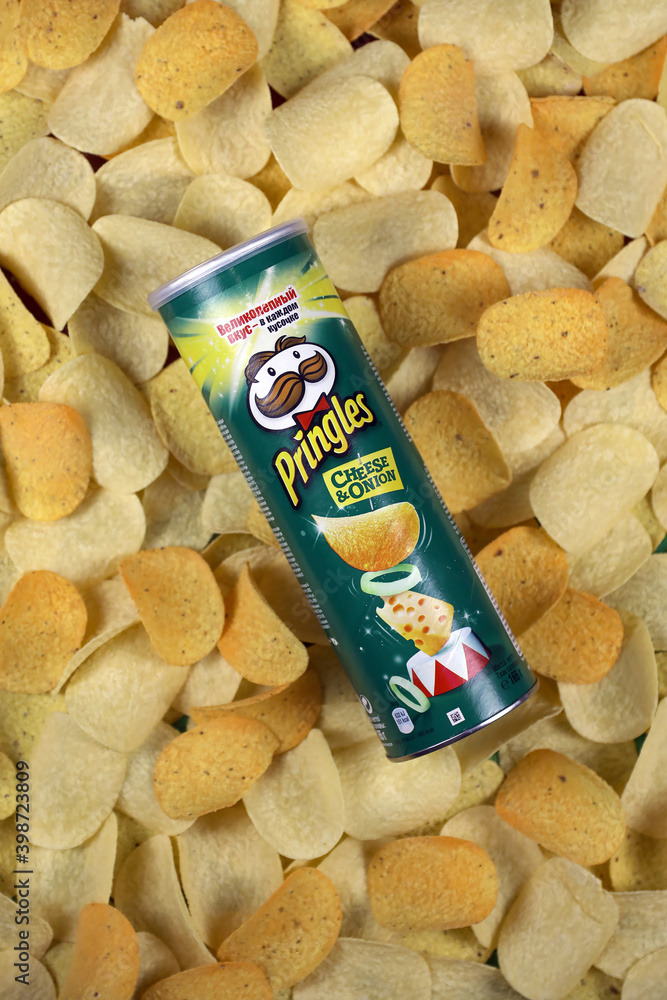 Pringles cheese onion flavour. Cardboard tube can on many Pringles ...