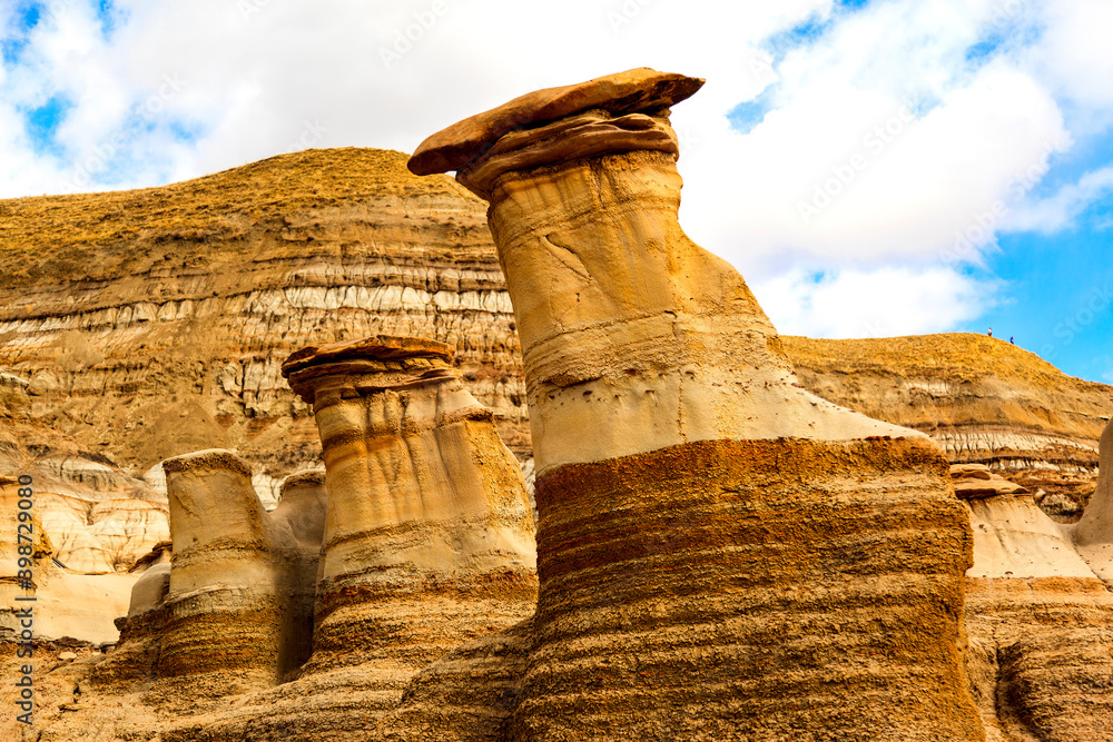 Drumheller badlands at the Dinosaur Provincial Park in Alberta, where ...