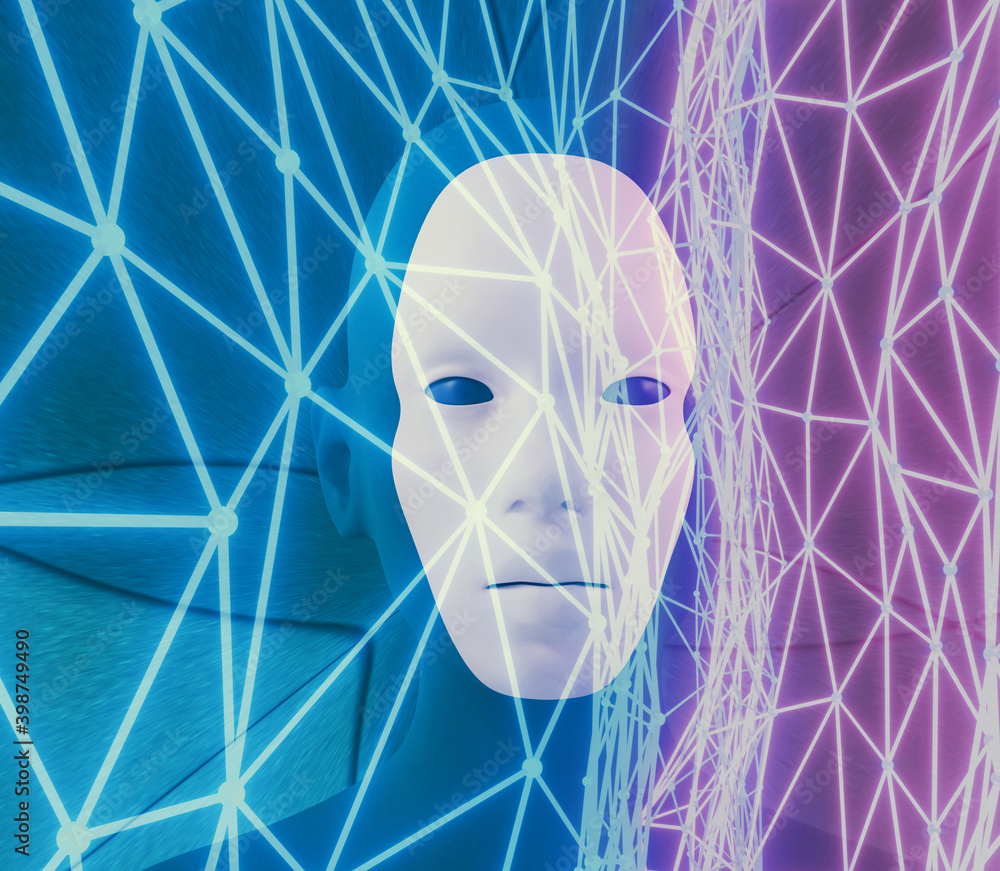 Robot face, futuristic background, hi-tech concept. Artificial ...