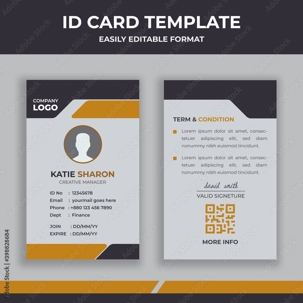 Red Geometric Employee ID Card Design Template, Professional Identity ...