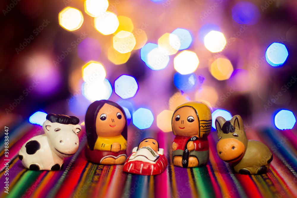 Christmas nativity scene peruvian; Jesus Christ, Mary and Joseph Stock ...