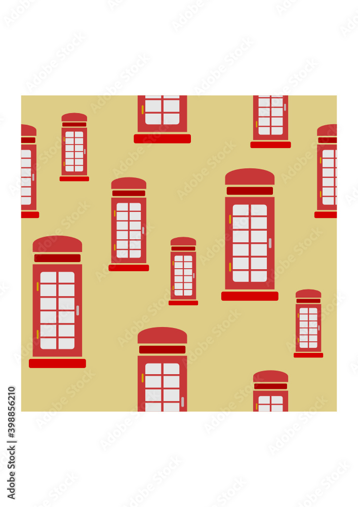 Editable Typical Red Traditional English Telephone Booth in Flat Style ...