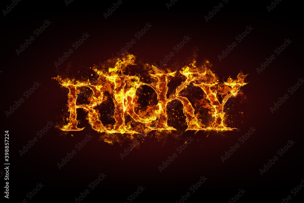 Ricky name made of fire and flames Stock Illustration | Adobe Stock