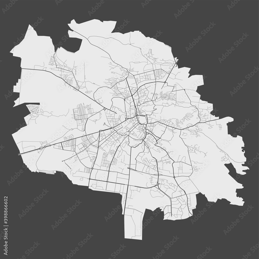 Detailed map of Lviv city, Cityscape. Royalty free vector illustration ...