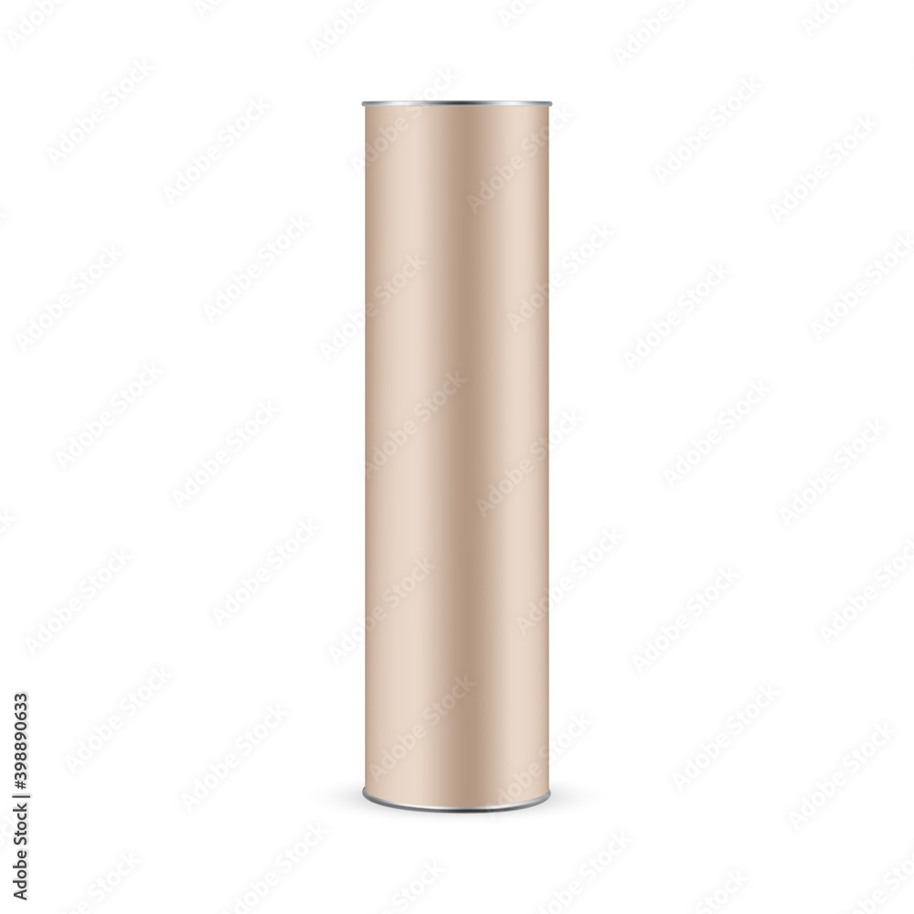 Cardboard Kraft Paper Tube Mockup Isolated on White Background, Front ...