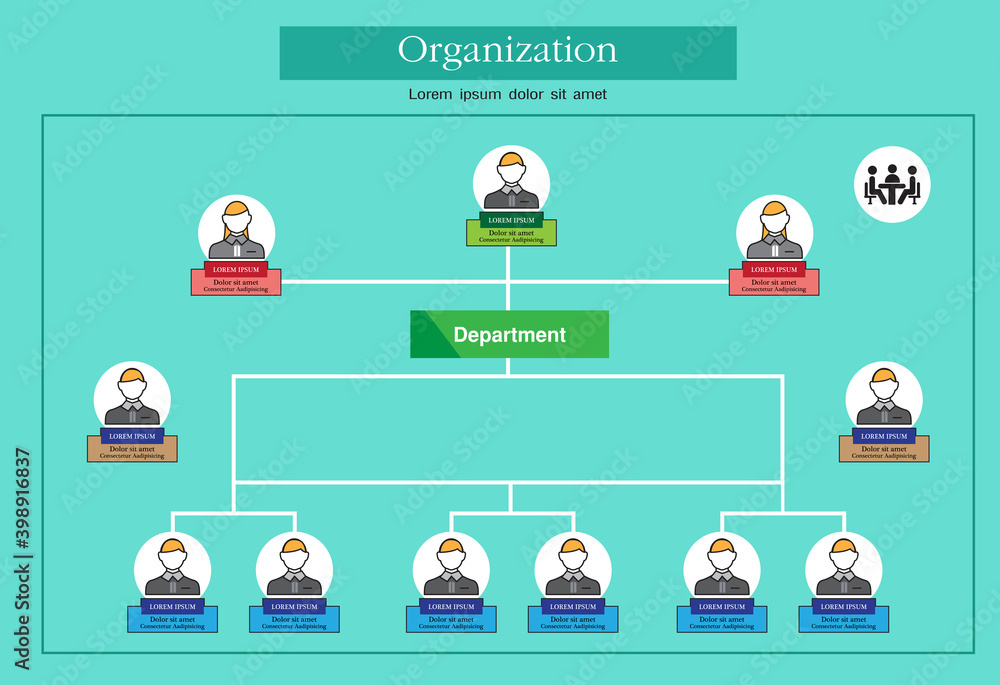 Organization Chart Infographics with People Icon and Abstract Line ...