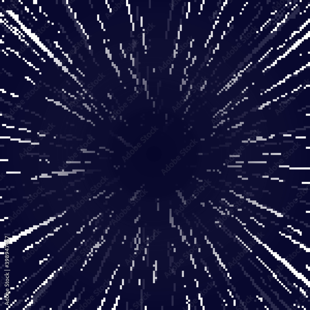 Pixel cosmic background. Pixel art hyper jump, speed of light ...
