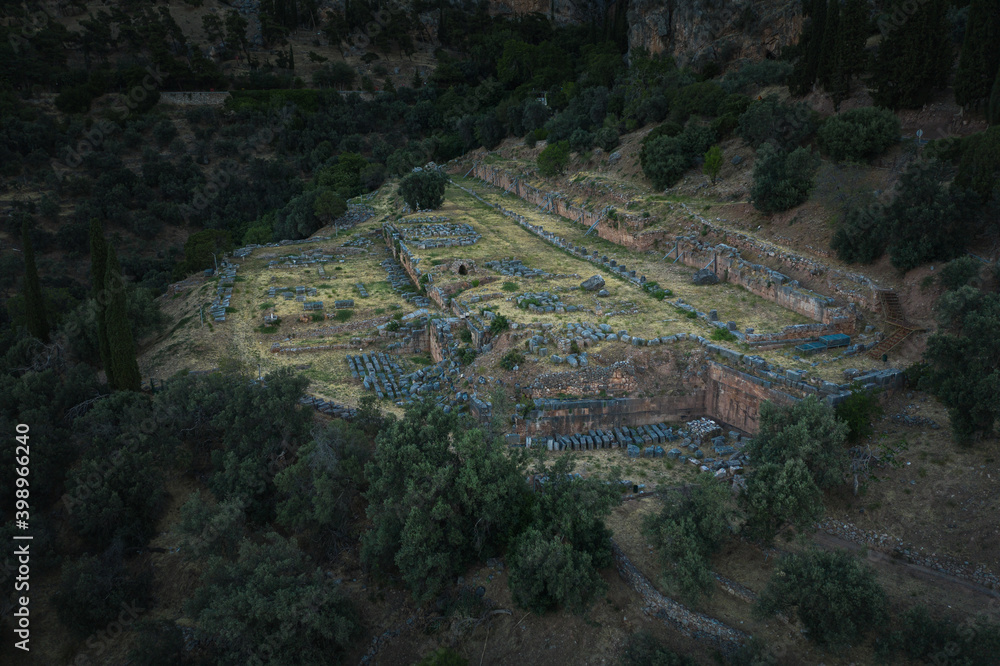 Aerial drone photo of iconic Temple in Delphi one of the most important ...