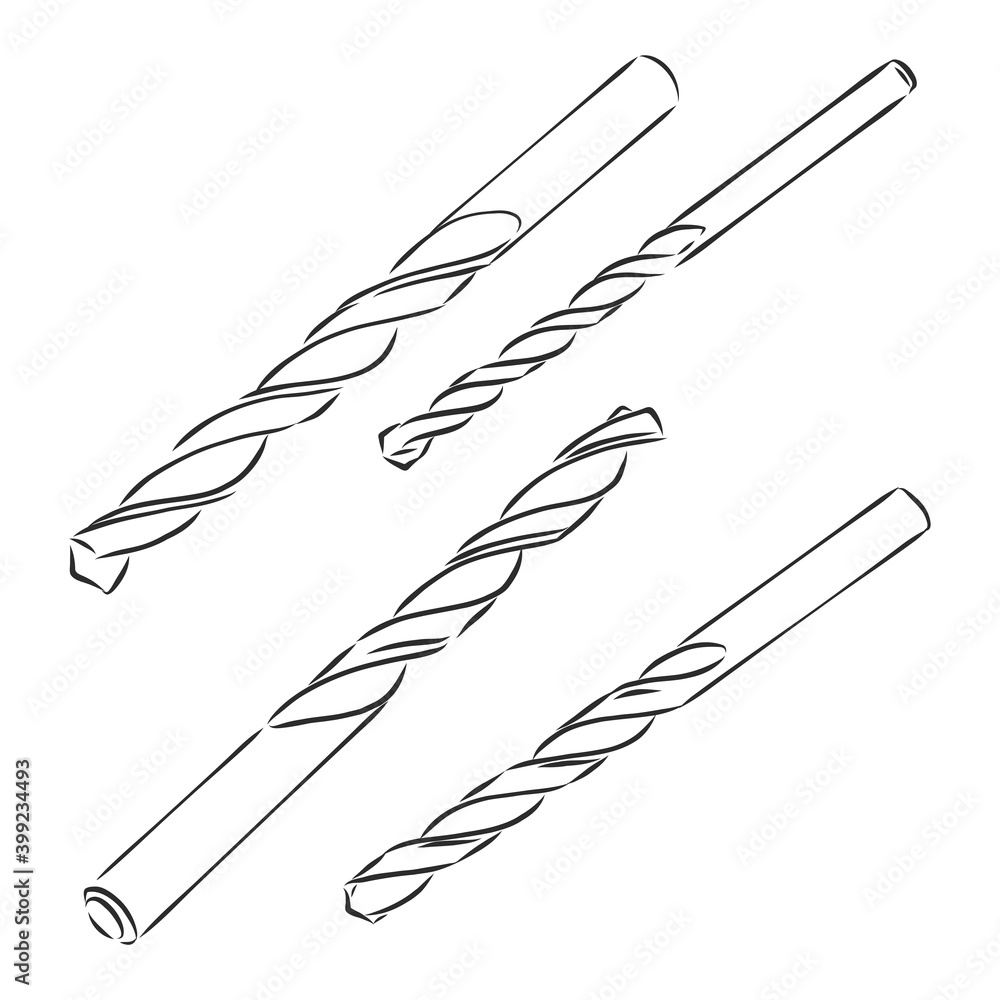 Vector de Stock Drills. Set of drilling tools for metal and wood ...
