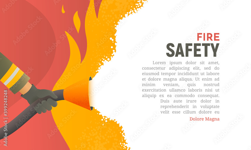 Fire safety vector illustration. Precautions the use of fire background ...