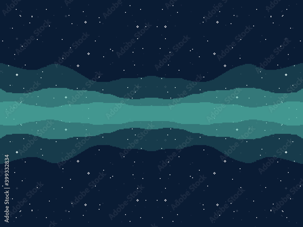 Vector retro futuristic background. Pixel art background. 8 bit Retro ...