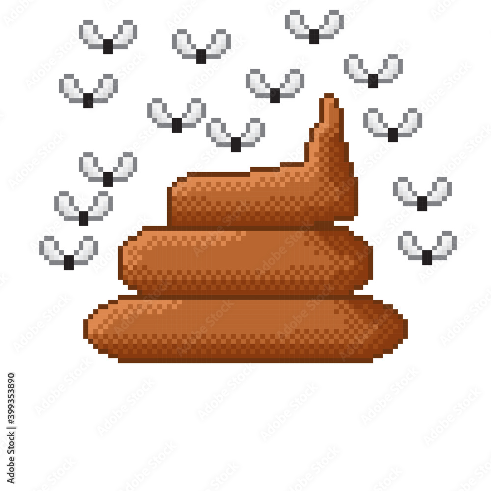 Poop vector illustration. Shit Pixel art. Pixel art style poo. Feces ...
