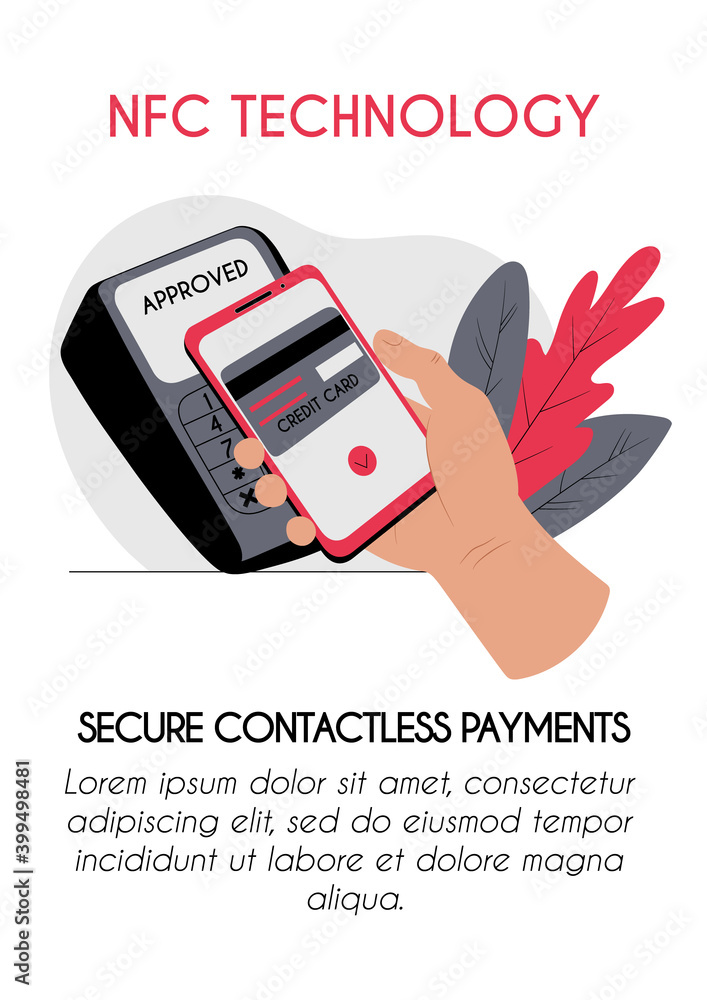 Vertical poster brochure flyer contactless payment with a smartphone ...
