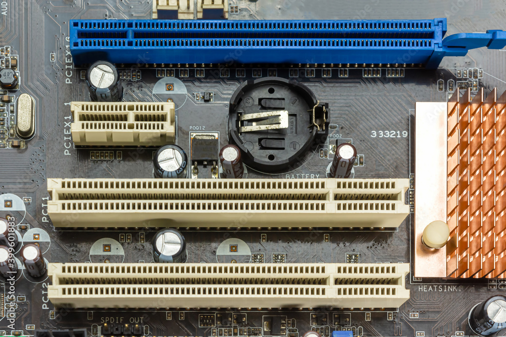 Different types of pci express slot and copper heat sink or radiator on ...