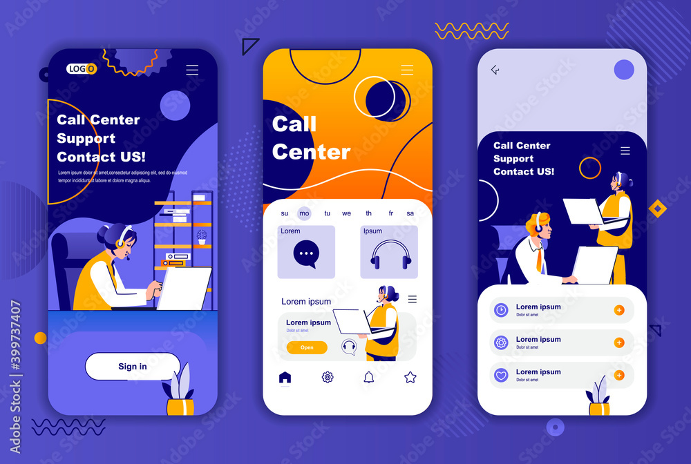 Vetor Call center unique design kit for social networks stories ...
