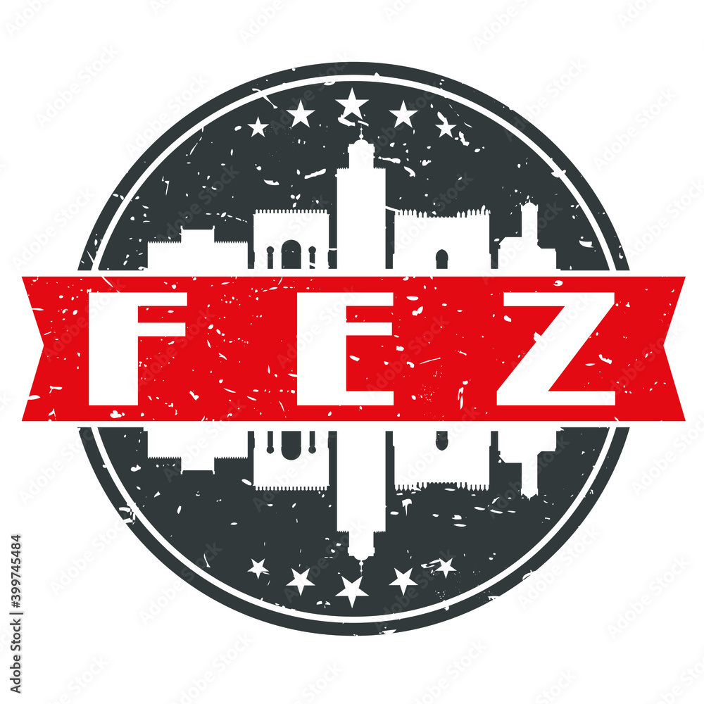 Fes, Morocco Round Travel Stamp. Icon Skyline City Design. Seal Tourism ...