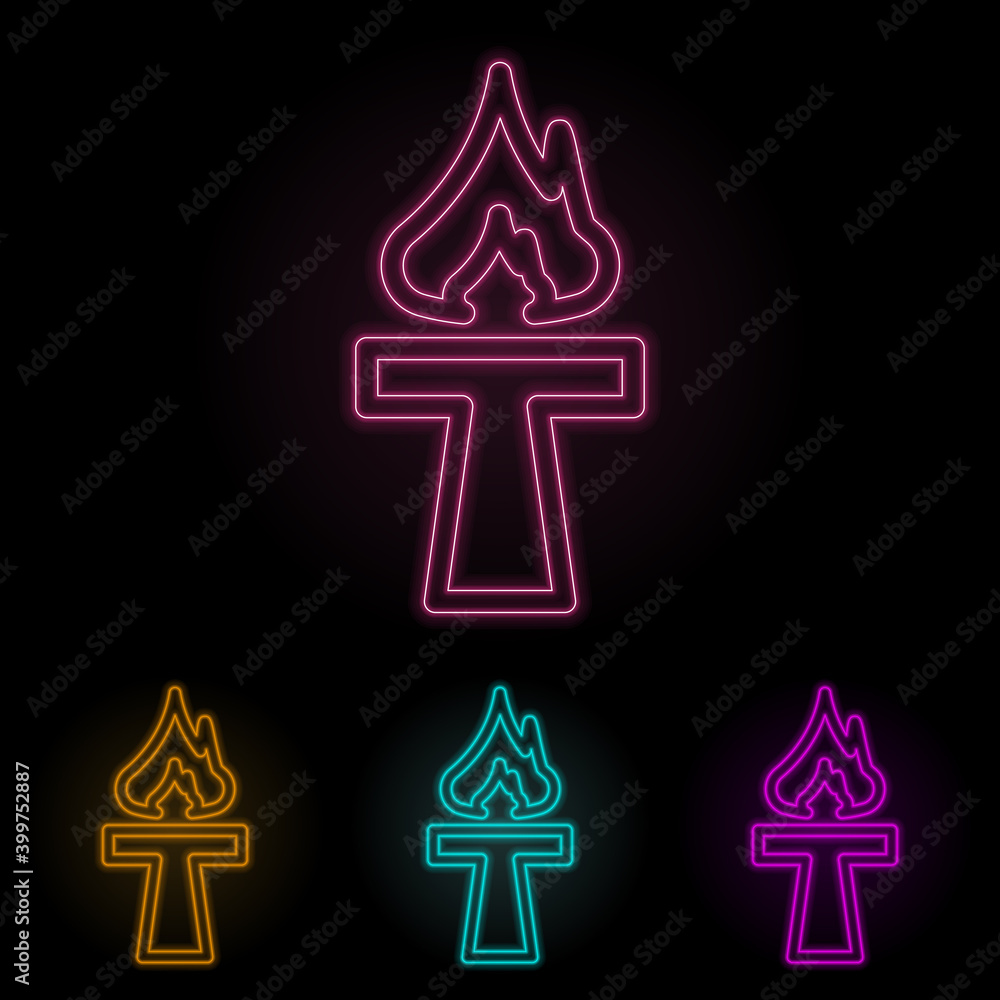 torch color neon set. Simple thin line, outline vector of web icons for ...