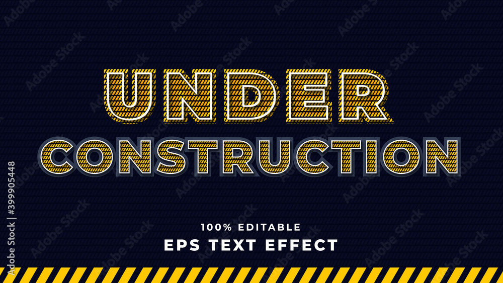 editable under construction vector text effect Stock Vector | Adobe Stock