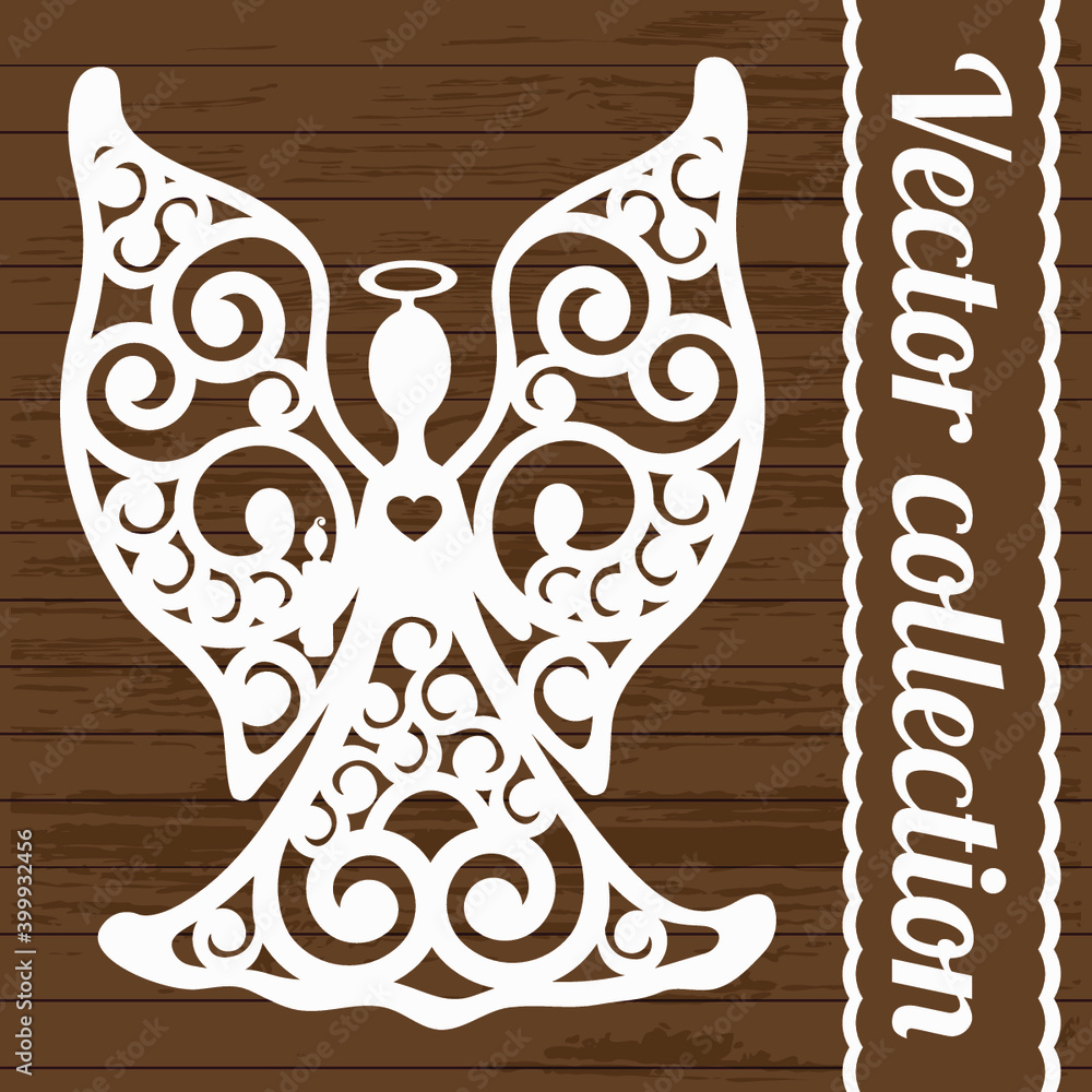 stencil angel for laser cutting Stock Vector | Adobe Stock