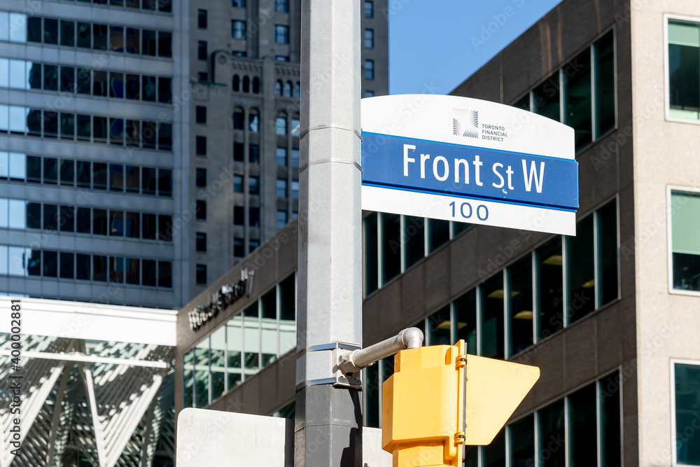 Toronto, Canada - November 20, 2020: College Street sign with traffic ...