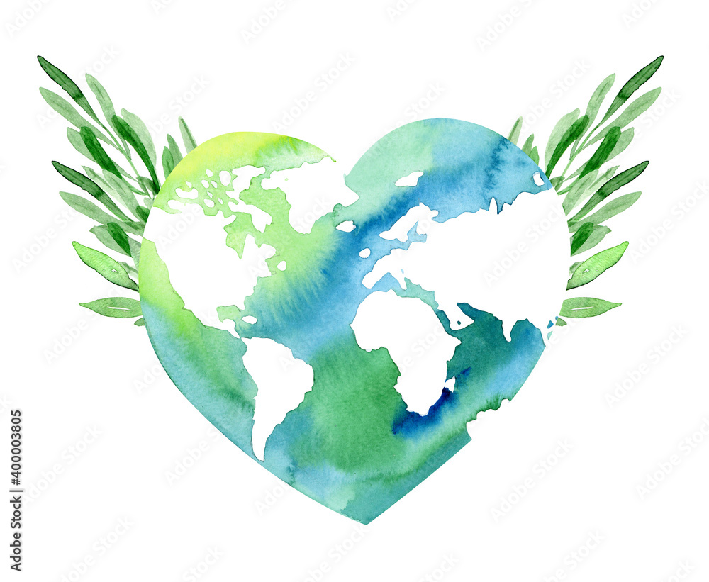 Watercolor Earth day clipart, ecological icons, greenery clipart, eco ...