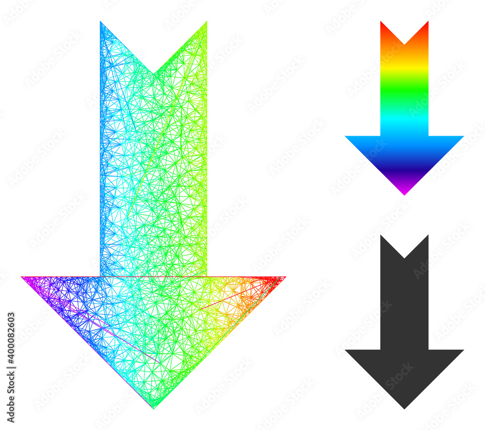 Rainbow colorful network arrow down, and solid spectrum gradient arrow ...
