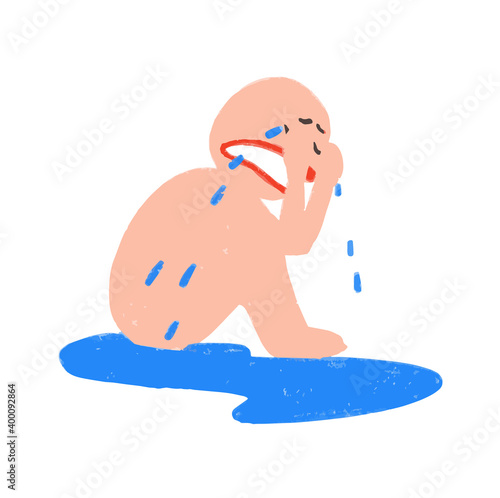 Shedding tears, tear streams, tears drops flows, crying, weeping ...