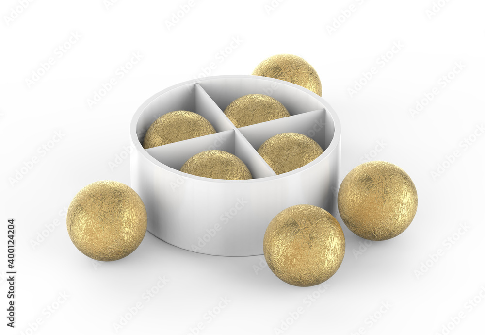 Round chocolate box mockup template on isolated white background, round ...