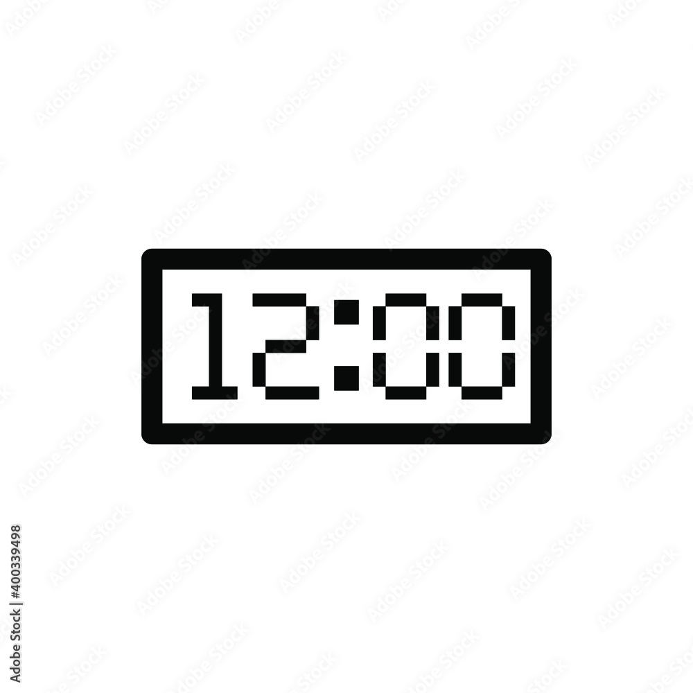 Twelve o'clock. Vector illustration of a digital clock with digital ...