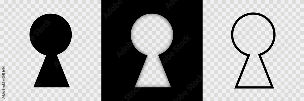 Keyhole icons collection. Doors key hole isolated. Lock vector symbols ...