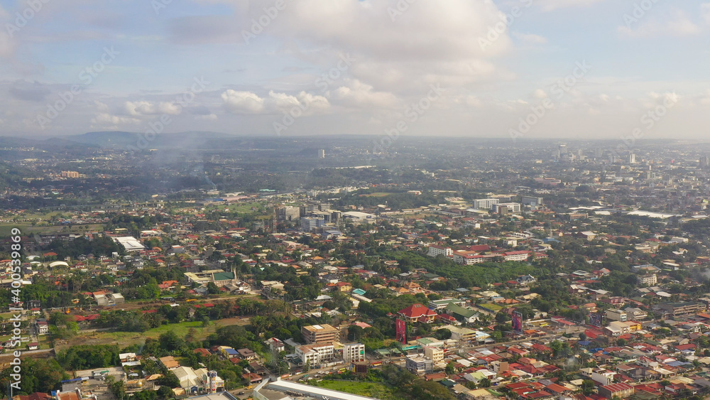 Cityscape: Davao is a densely built city with modern buildings. Davao del Sur, Philippines ...