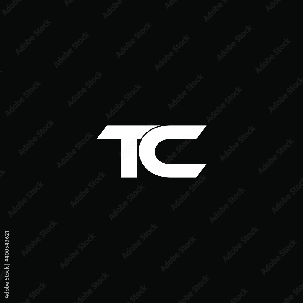 T C letter logo abstract design on black color background. tc monogram ...
