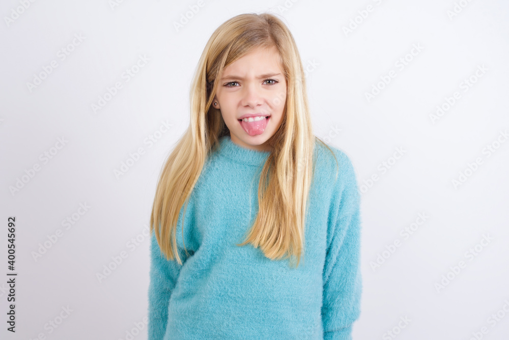 Body language. Disgusted stressed out Cute Caucasian kid girl wearing ...