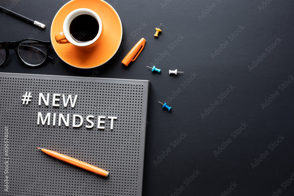 New mindset text on color background. inspiration and motivation Stock ...