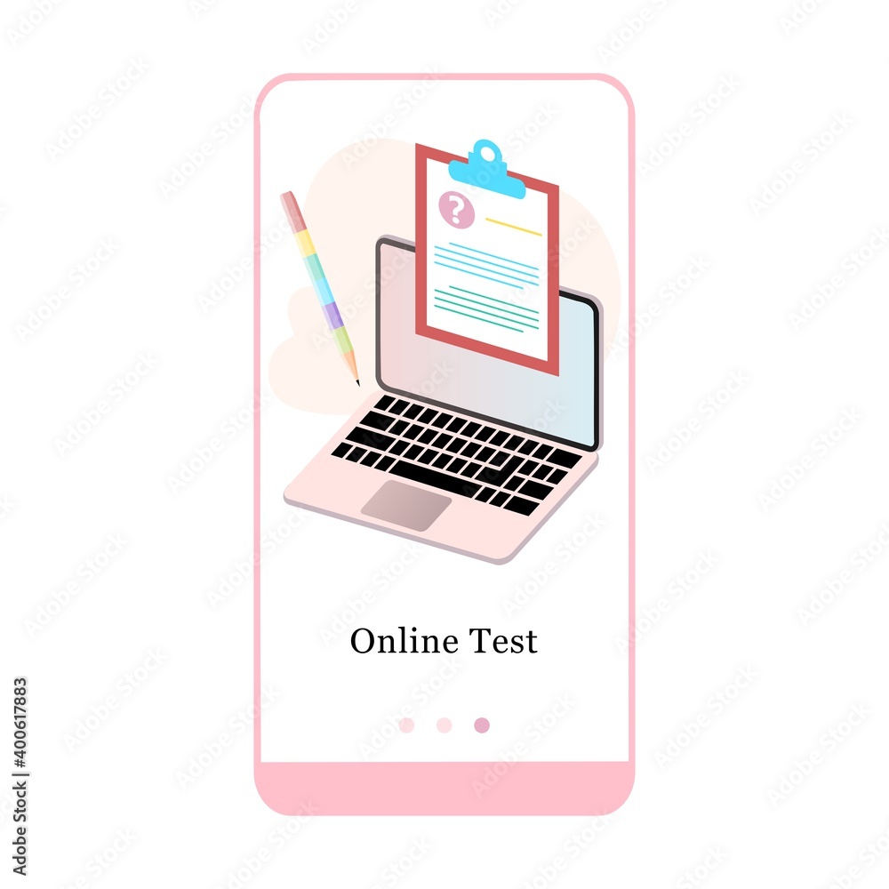 Online test, exam, exercise, quiz, final test mobile app onboarding ...
