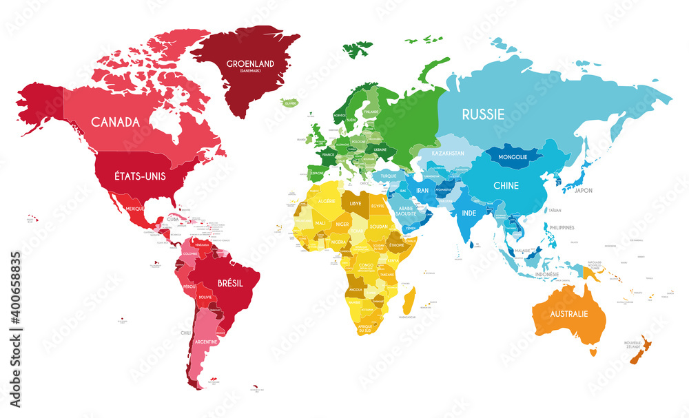 World Map With Countries Labeled And Continents