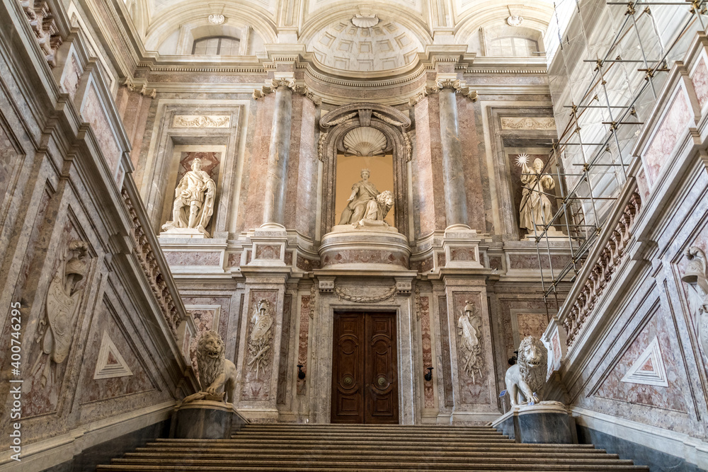 Scalone d'onore (Staircase of Honour) in the Royal Palace of Caserta ...